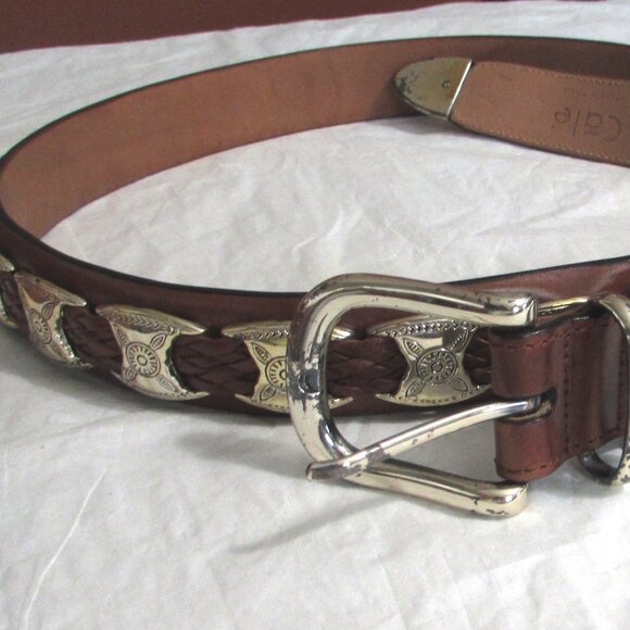 CALE | Accessories | Cale Leather Belt With Braided Leather Silvertoned ...